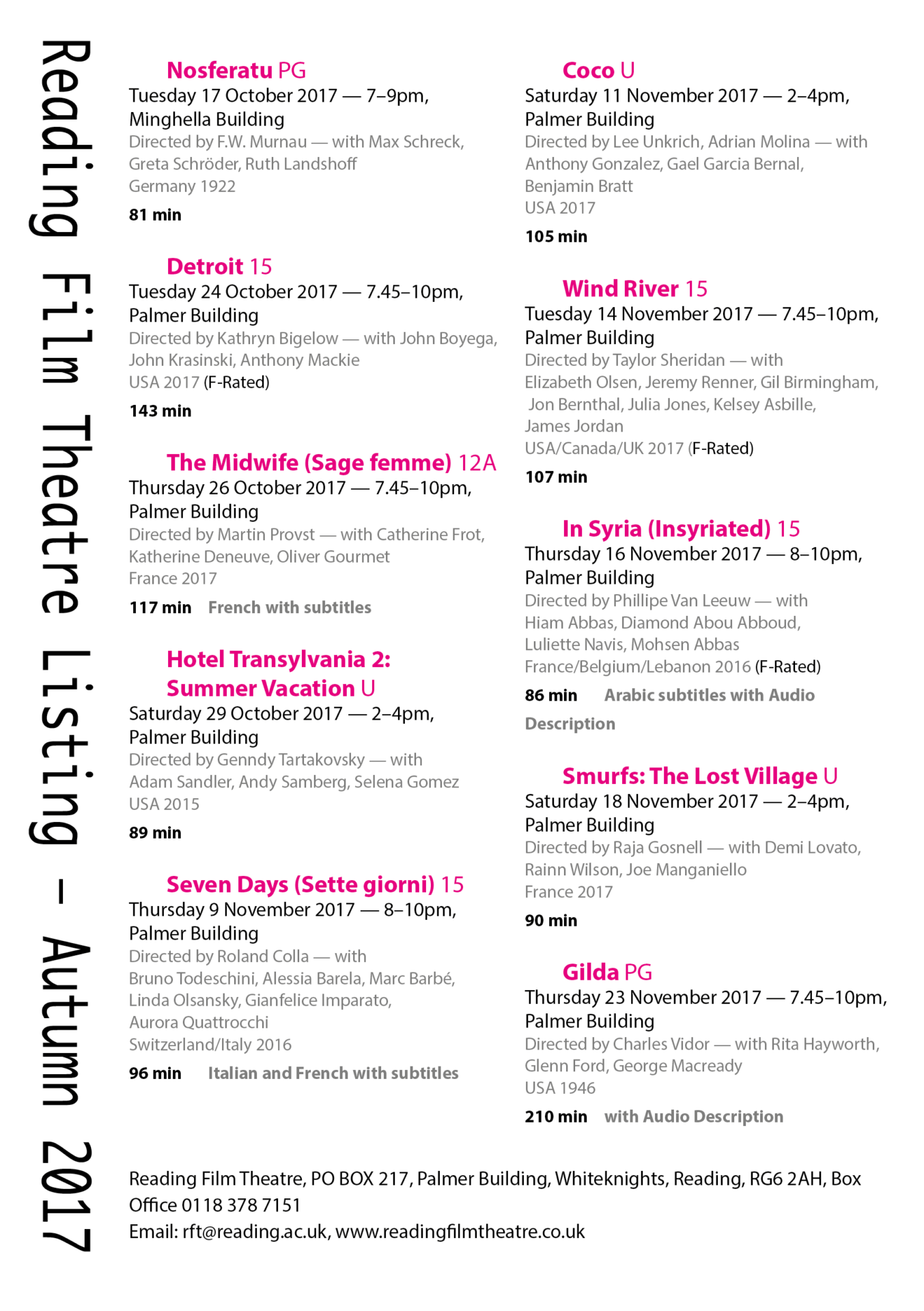 Formatting Cinema Listings - Typography & Graphic Communication